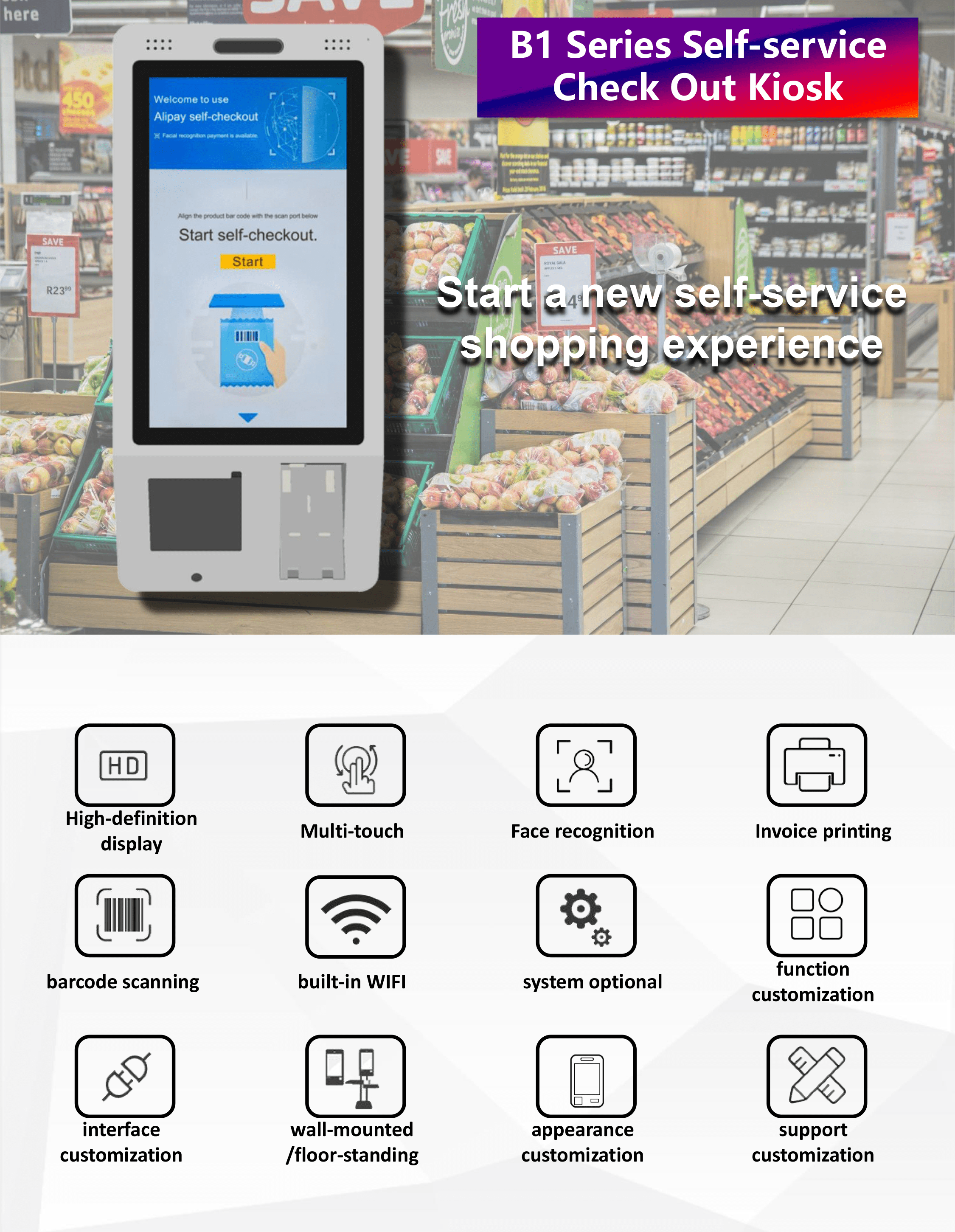 32 Inch Smart B1series Self-service Check Out Kiosk for Retail ...